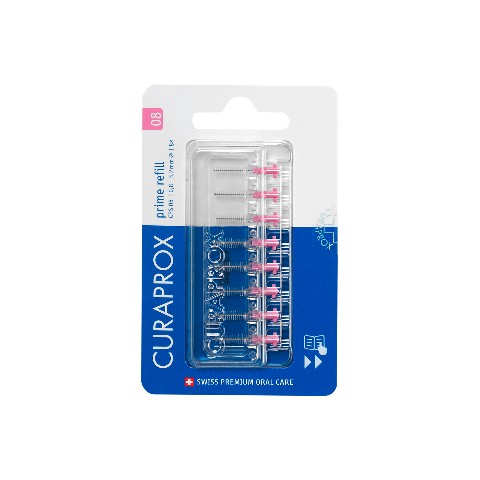 Curaprox CPS 08 Prime refill, pink, 8pcs – Interdental Brush